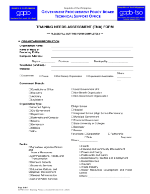 Fillable Online TRAINING NEEDS ASSESSMENT (TNA) FORM Fax Email Print - pdfFiller