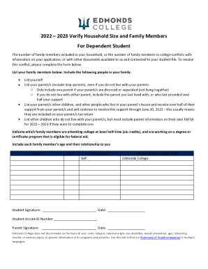 Fillable Online Clarification of Family Members and Number in College ...