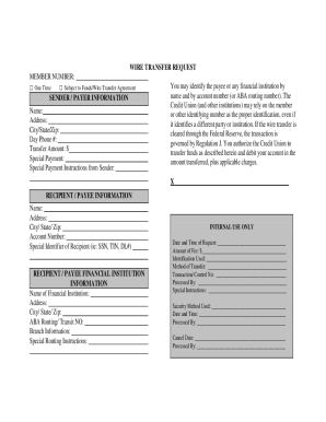 Fillable Online Fund/Wire Transfer Request INTERNAL USE ONLY Fax Email ...