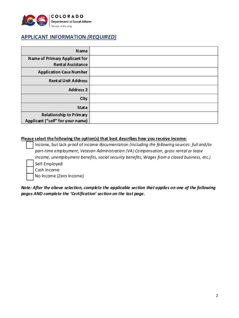Fillable Online COLORADO EMERGENCY RENTAL ASSISTANCE PROGRAM (ERAP) Fax ...