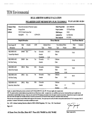 Fillable Online BULK ASBESTOS SAMPLE EVALUATION FOR ... Fax Email Print ...