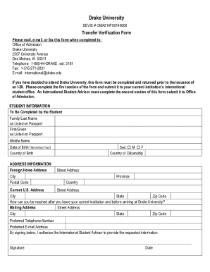 Fillable Online Transfer Verification Form - Des Moines Fax Email Print ...