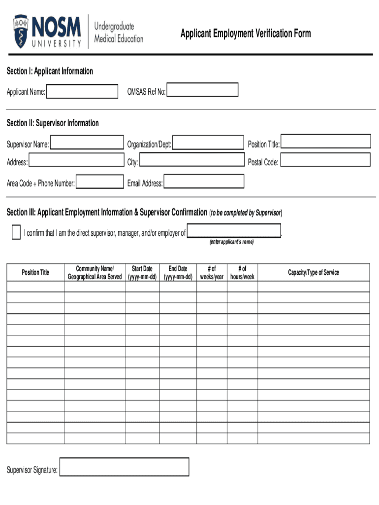 Fillable Online Applicant Employment Verification Form Fax Email Print ...