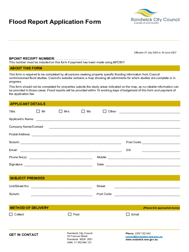 Fillable Online Flood Report Application Form Fax Email Print - pdfFiller