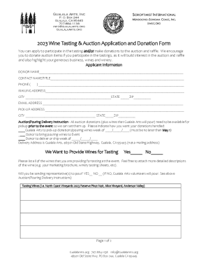 Fillable Online 2023 Wine Tasting & Auction Application and Donation ...