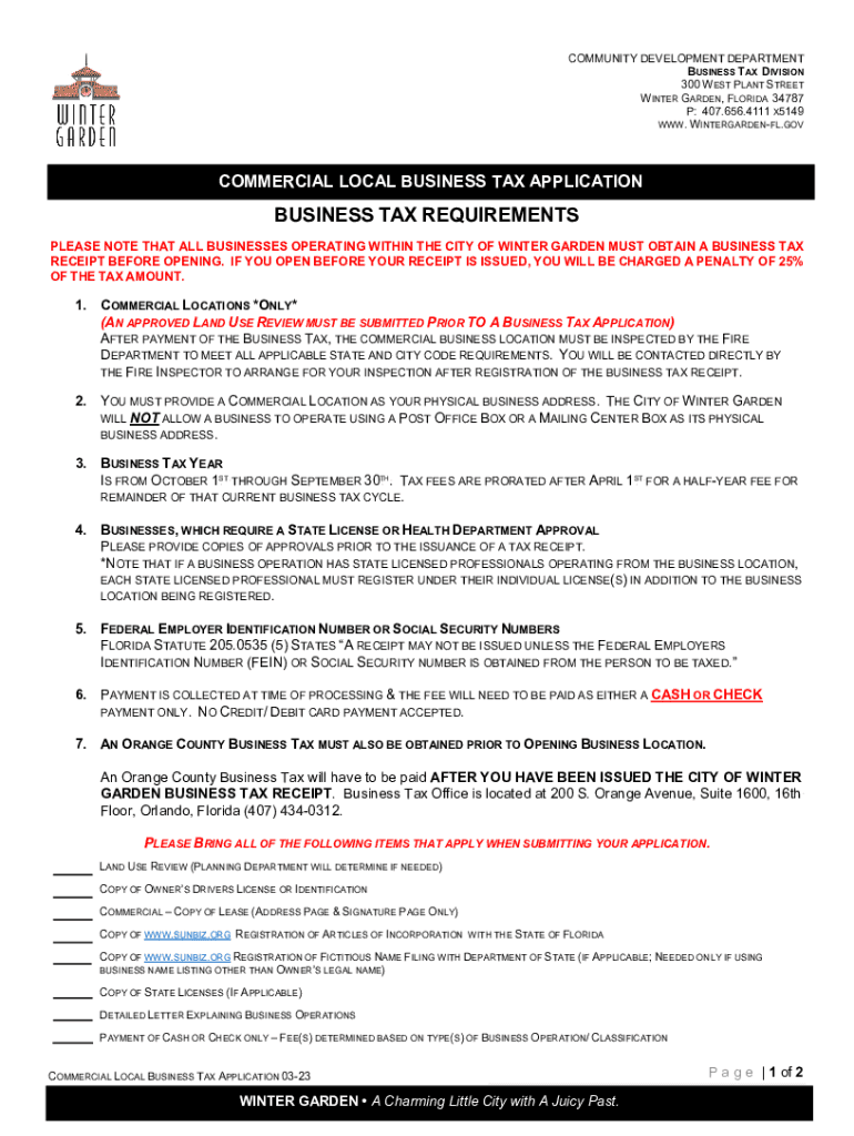 Fillable Online Commercial Business Tax (after the Land Use Review ...