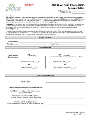 Fillable Online DBE FORM 3 - DOCUMENTATION OF GOOD FAITH ... Fax Email ...