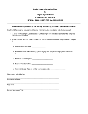 Fillable Online Capital Lease Information Sheet for Digital Sign ...