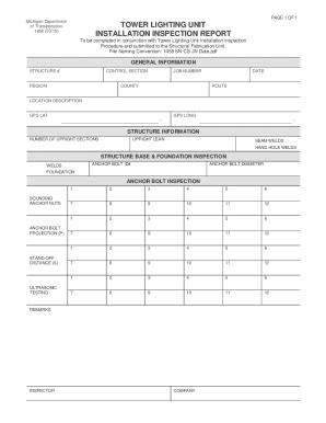 Fillable Online Tower Lighting Unit Installation Inspection Report ...