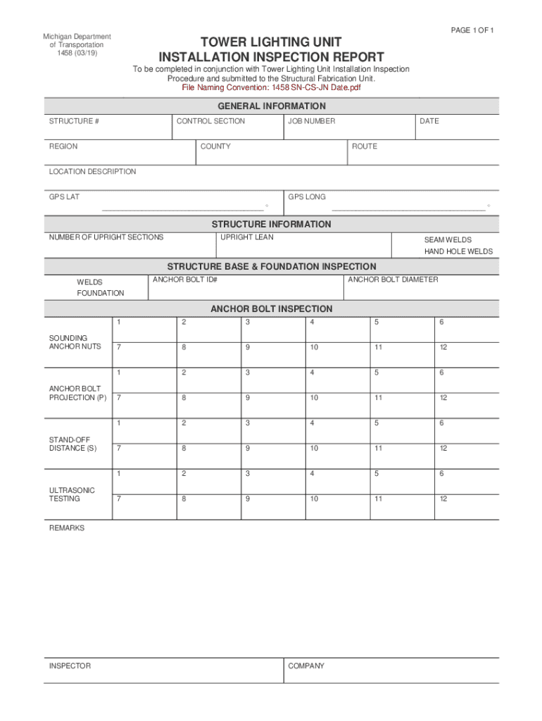 Fillable Online Tower Lighting Unit Installation Inspection Report ...