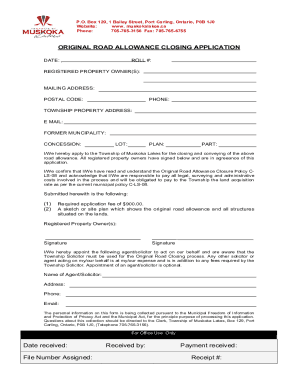Fillable Online original road allowance closing application Fax Email Print - pdfFiller