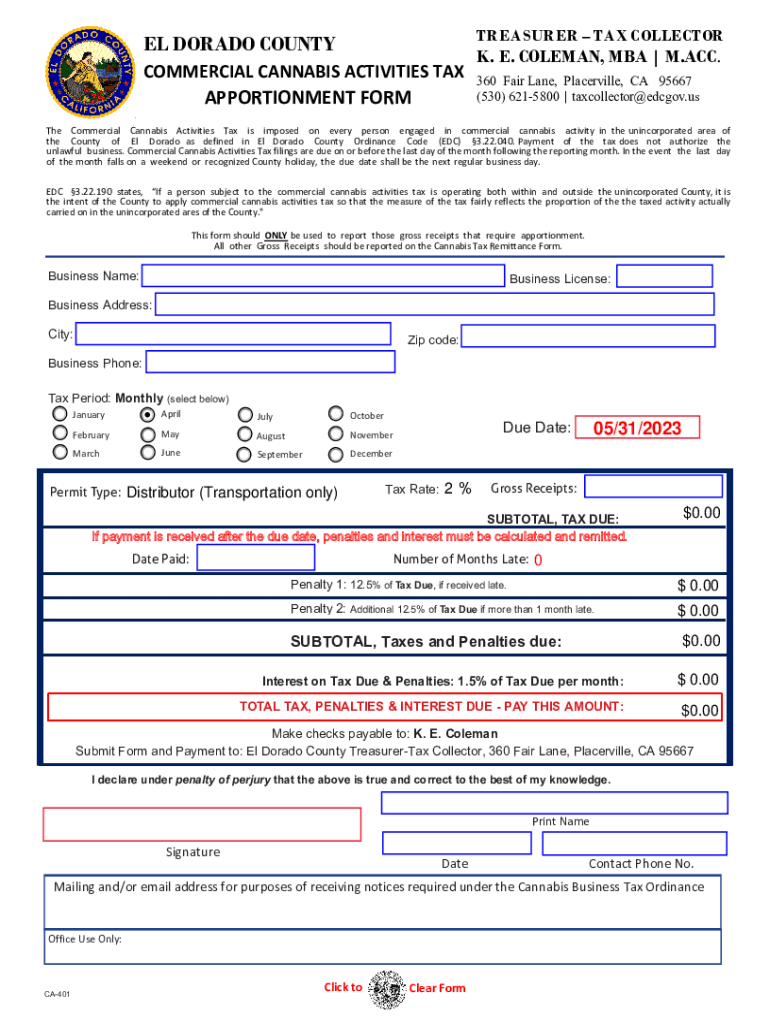 Fillable Online CA 401 Tax Apportionment Form 033122 Fax Email Print ...