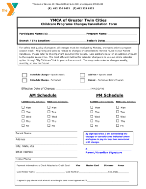 Fillable Online Childcare Change Form Fax Email Print - pdfFiller