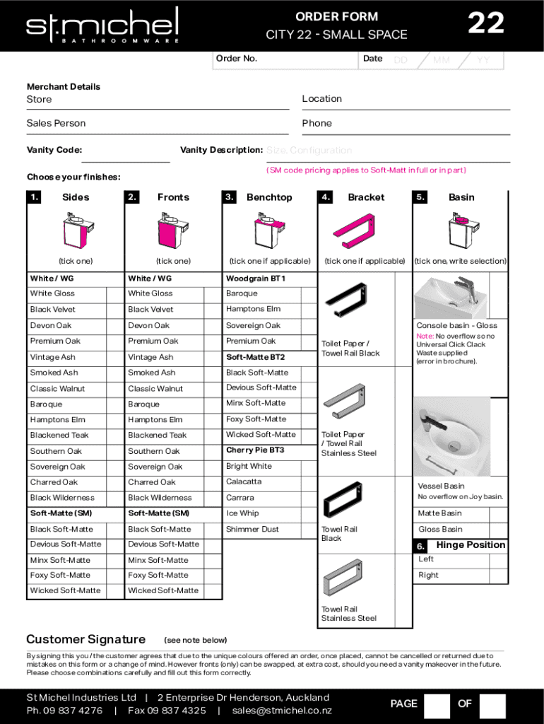 Fillable Online city 22 - small space order form Fax Email Print ...