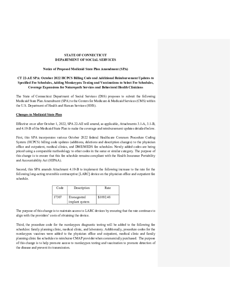 Fillable Online Notice of Proposed Medicaid State Plan Amendment (SPA ...