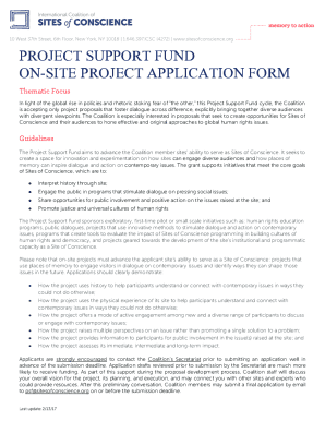 Fillable Online Project Support Fund On-site Project Application Form ...