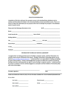 Fillable Online preceptor information Fax Email Print - pdfFiller