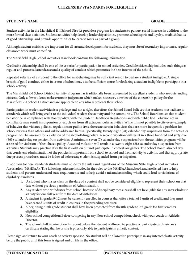 Fillable Online Citizenship Standards of Eligibility Form Fax Email ...