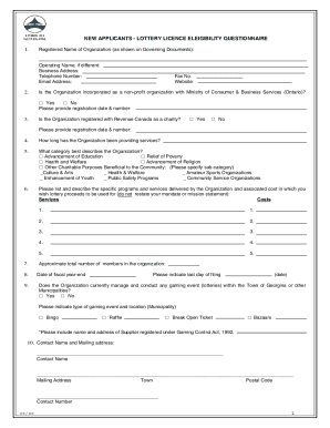 Fillable Online Eligibility Application for Lottery Licensing Fax Email ...