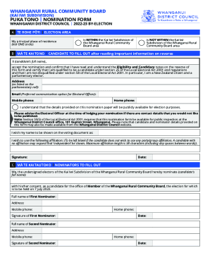 Fillable Online (kai iwi subdivision) - puka tono nomination form Fax ...