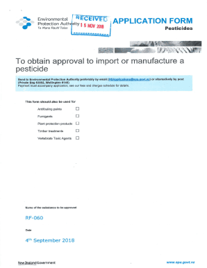 Fillable Online APPLICATION FORM 4F To obtain approval to import or ...