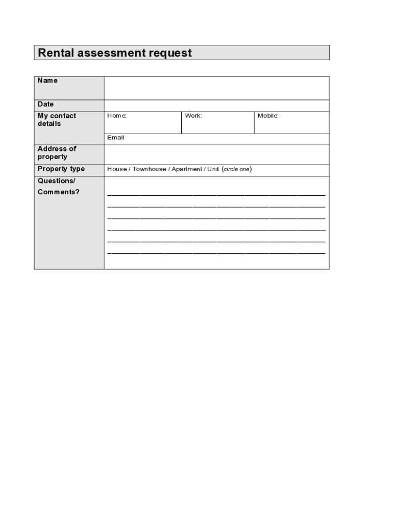 Remplissable En Ligne Rental assessment request - Nightingale ...
