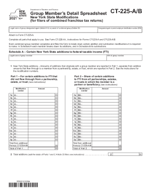 Fillable Online Form CT-225-A New York State Modifications (for filers ...