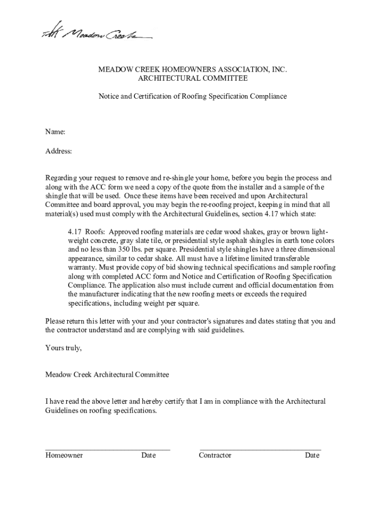Fillable Online Do I Need HOA Approval for a Roof Replacement? Fax ...
