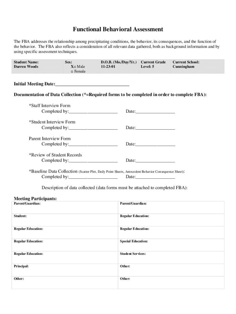 Fillable Online guidelines for conducting functional behavior ...