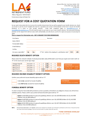 Fillable Online laretirementfund co REQUEST FOR A COST QUOTATION FORM ...