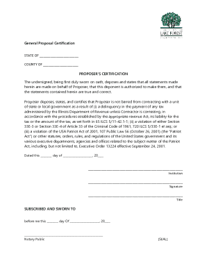 Fillable Online Proposal Information Form Form 3: Certificate of ...