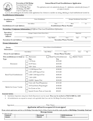 Fillable Online Annual Retail Food Establishment Application Fax Email ...