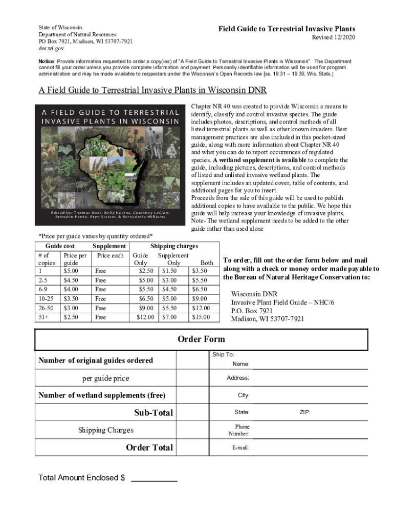 Fillable Online Wisconsin DNR Field Guide to Terrestrial Invasive ...