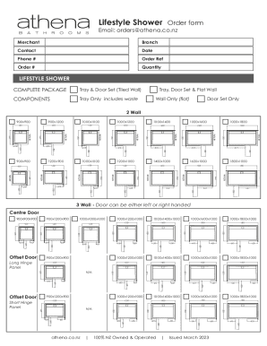 Fillable Online athena co Lifestyle Shower Order form Fax Email Print ...