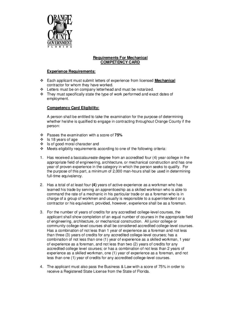 Fillable Online Competency Card Application - Contractor Licensing Fax ...