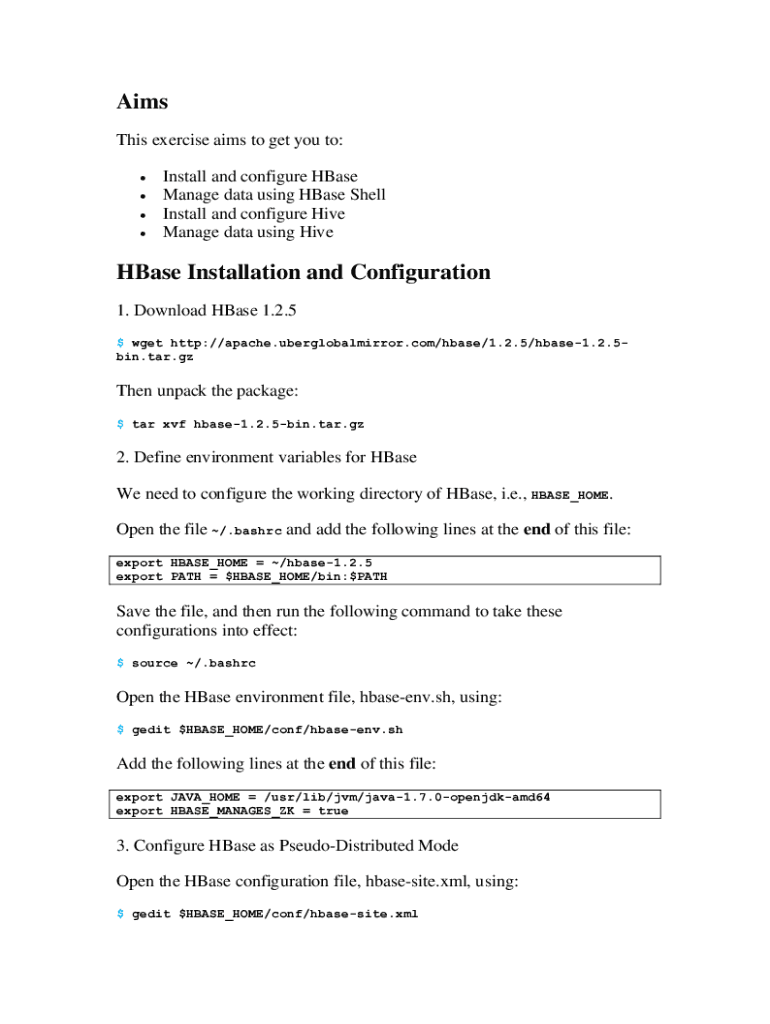 Fillable Online Using Hive To Access An Existing Hbase Table Example