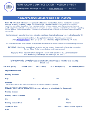 Fillable Online ORGANIZATION MEMBERSHIP APPLICATION Fax Email Print ...