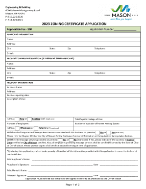 Fillable Online ZONING CERTIFICATE APPLICATION 2023 Fax Email Print ...