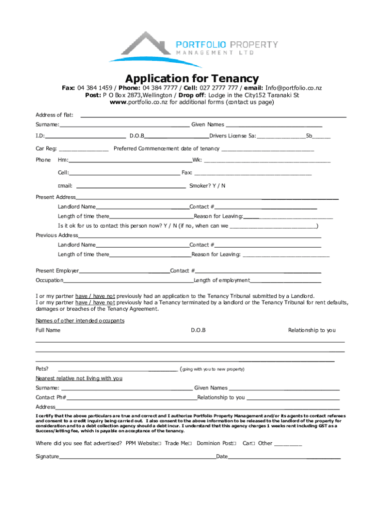 Fillable Online Application for Tenancy FORM.doc Fax Email Print ...