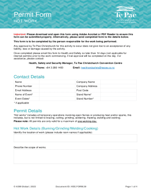 Fillable Online Permit Form Hot Work Fax Email Print - pdfFiller