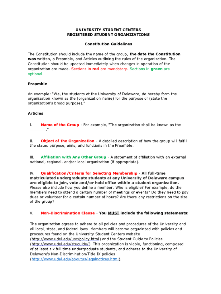 Fillable Online Constitution Template.docx - UD's Student Central Fax Email Print - pdfFiller