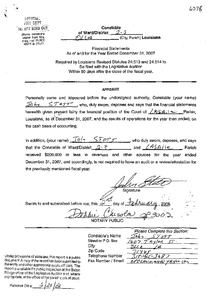 Fillable Online Constable.of Ward/District 8rh MIA U h iBerwick (St ...