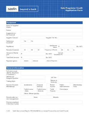 Fillable Online Sole Proprietor Credit Application Form Fax Email Print - pdfFiller