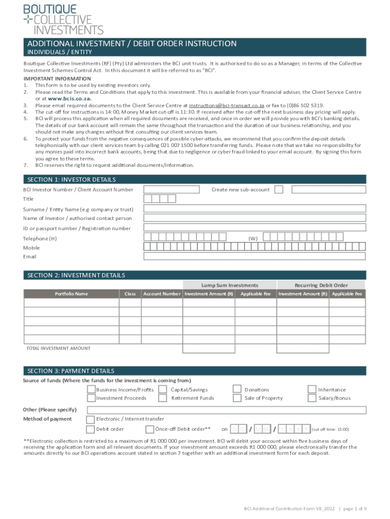 Fillable Online Unit Trust Additional Investment form Fax Email Print - pdfFiller
