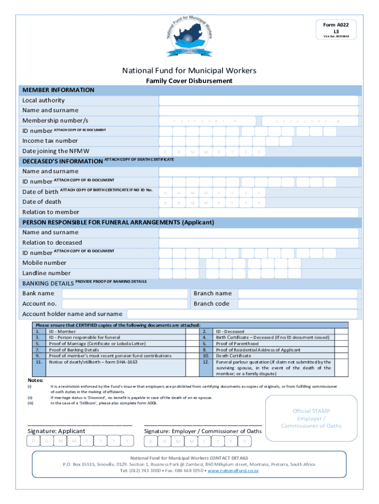 Fillable Online Disbursement family cover form Fax Email Print - pdfFiller
