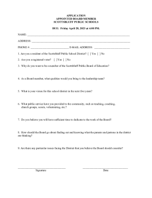 Fillable Online APPLICATION APPOINTED BOARD MEMBER ... Fax Email Print ...