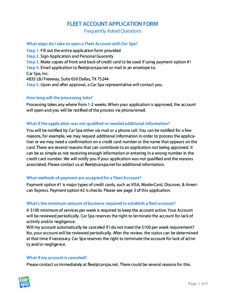 Fillable Online FLEET ACCOUNT APPLICATION FORM Fax Email Print - pdfFiller