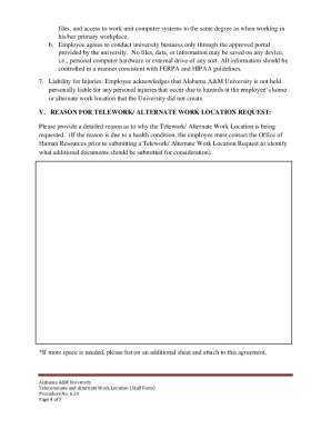 Fillable Online Alternate Work Location Arrangement Pilot Program - fsu ...