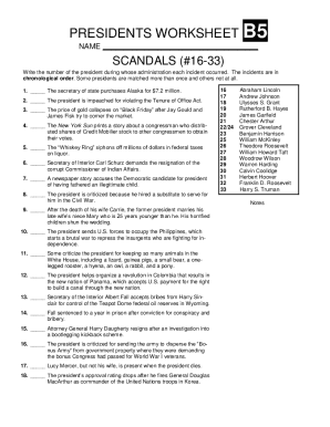Fillable Online Plinky's Presidential Challenge Answer Sheet Fax Email ...