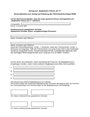 Fillable Online Antrag auf begleitetes Fahren ab 17 Jahre (BF-17) fr ...